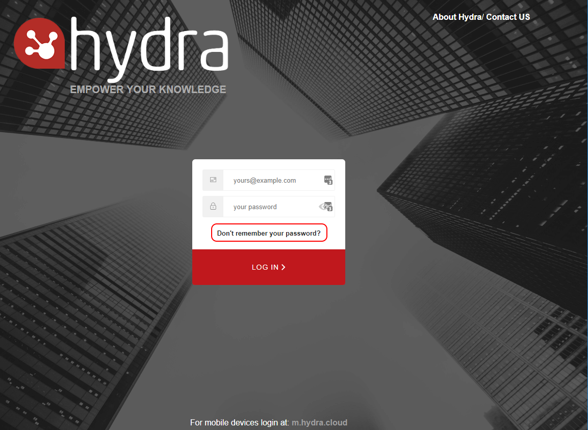 How to reset a Forgotten Password – Hydra Support