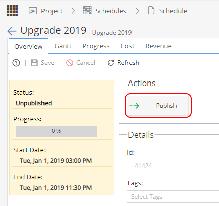 How to publish a Schedule – Hydra Support
