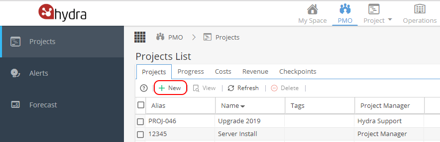 How to create a New Project from a Blueprint – Hydra Support
