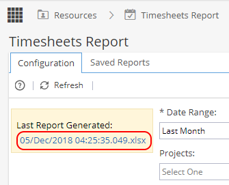 Resources - Timesheets Report - Configuration – Hydra Support