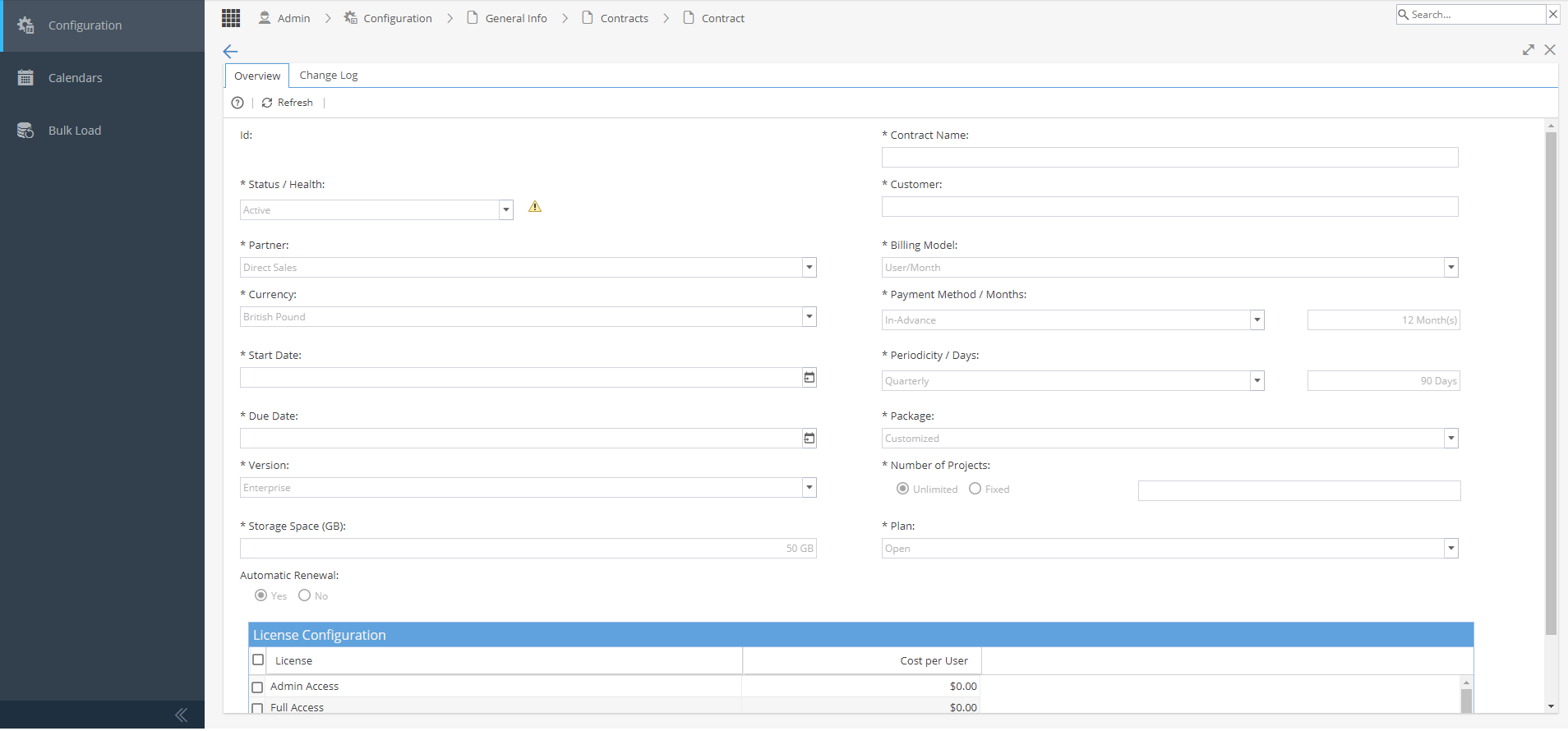 Admin - Configuration - Contracts - Overview – Hydra Support
