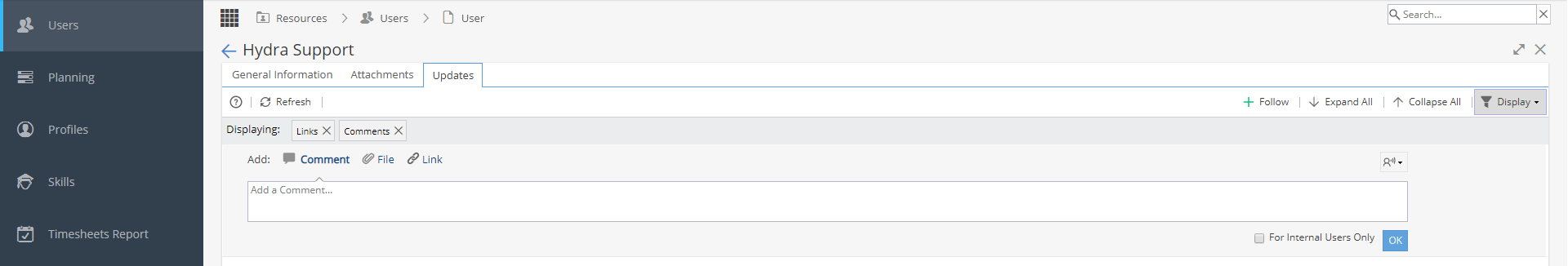 Resources - Users - Updates – Hydra Support