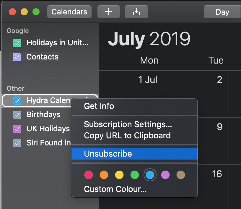 Sync Hydra Calendar (iCal) with Outlook / Google / Apple – Hydra Support
