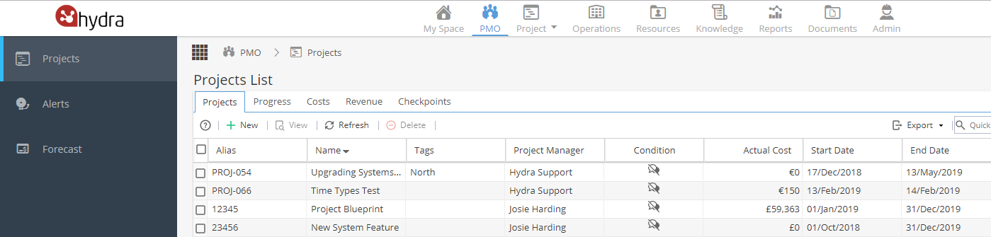 How do I view my / all Projects? – Hydra Support