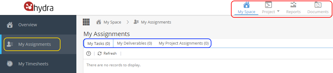 My Space - Overview (Home Page) – Hydra Support