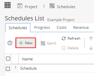 How to add a new Schedule to a Project – Hydra Support
