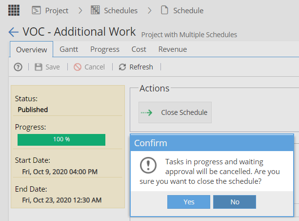 How to close a Schedule – Hydra Support