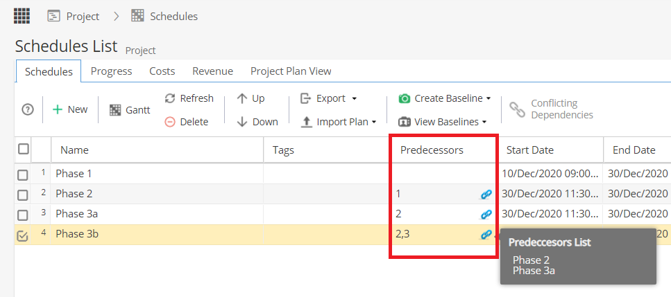 How do I see a list of Predecessors? – Hydra Support