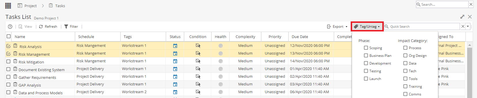 Where are Tags seen / used? (Project / Company level) – Hydra Support